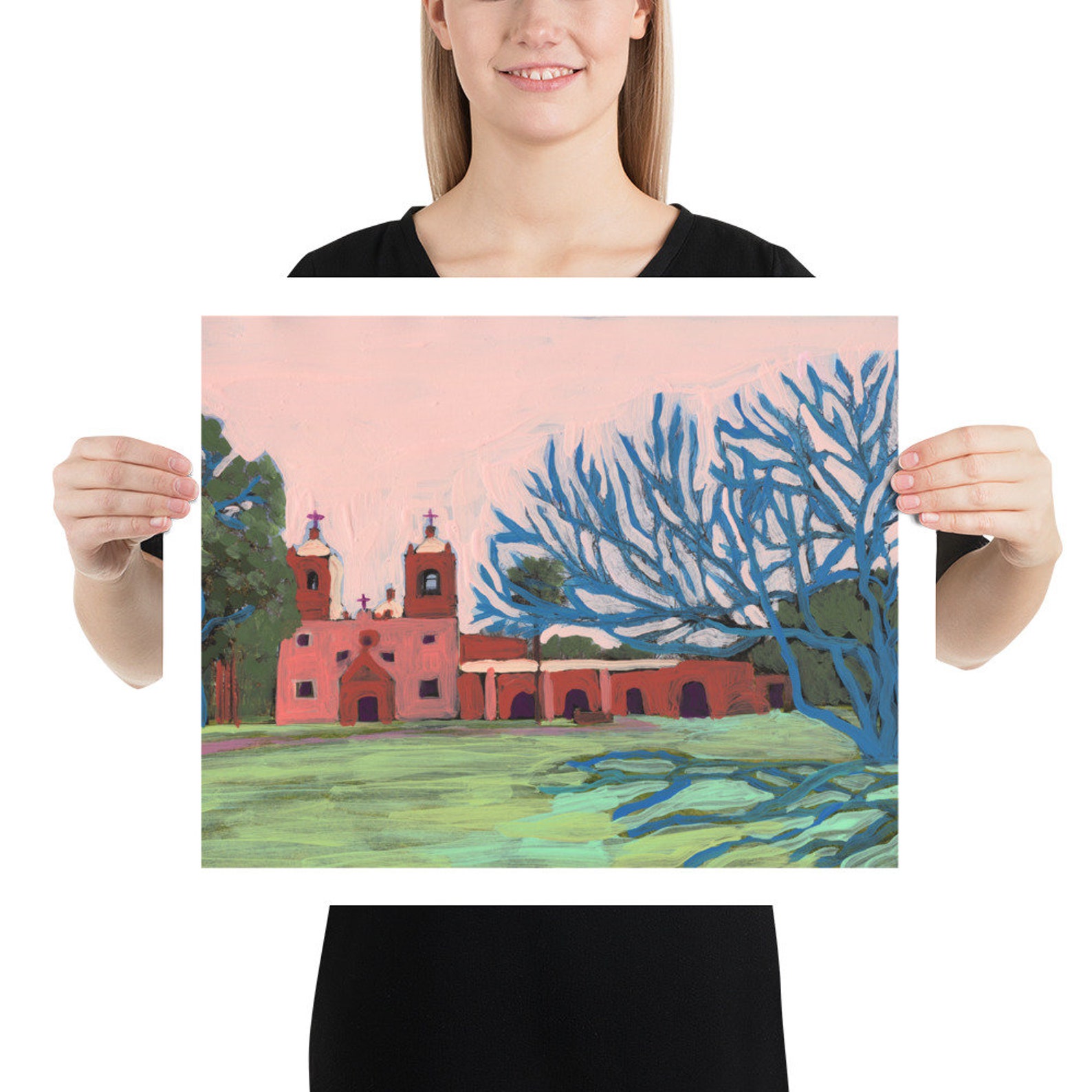 San Antonio Mission Art Print Texas Travel Poster Vintage | Etsy