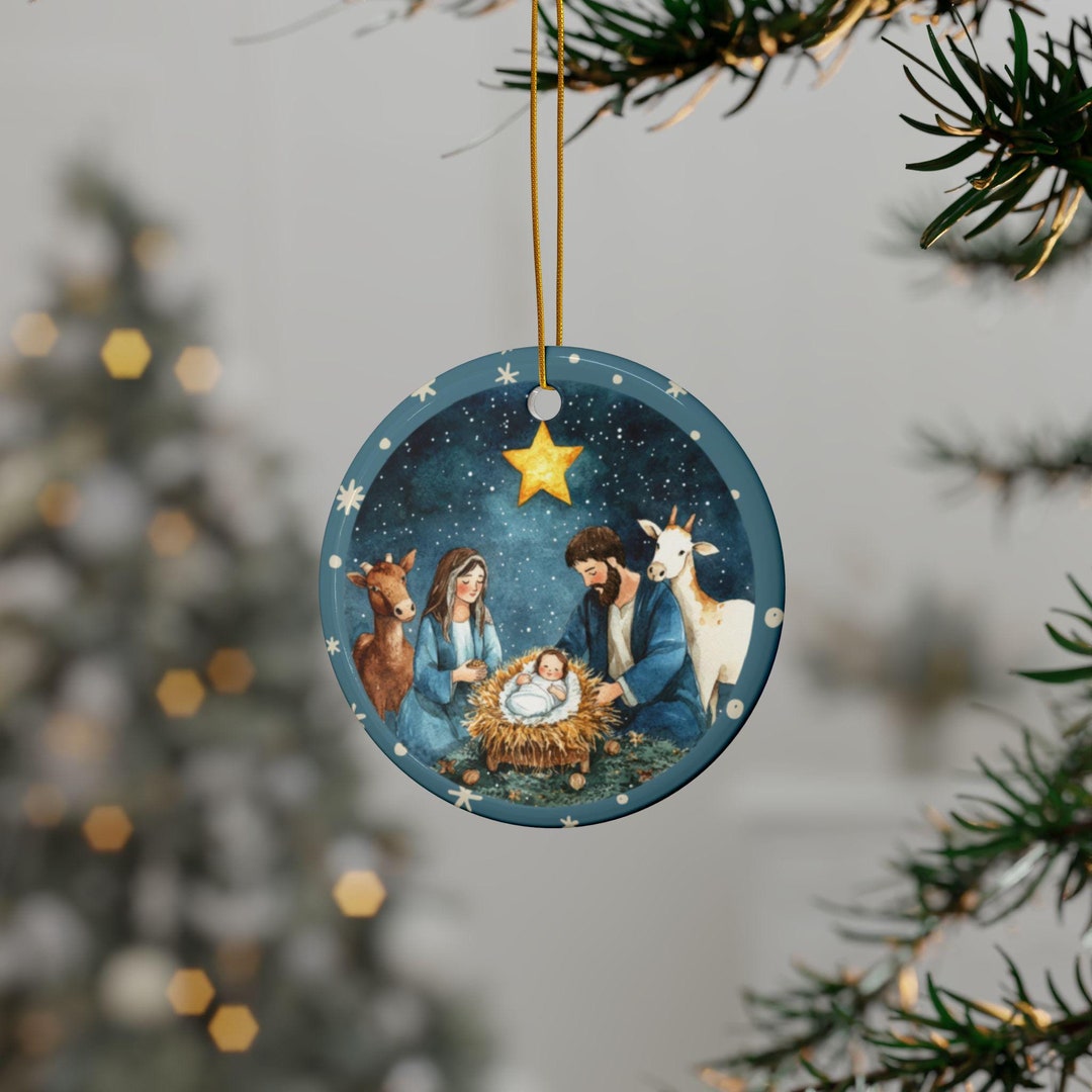 Nativity Manger Scene-christmas Ornament-ceramic Ornaments, 2-side ...