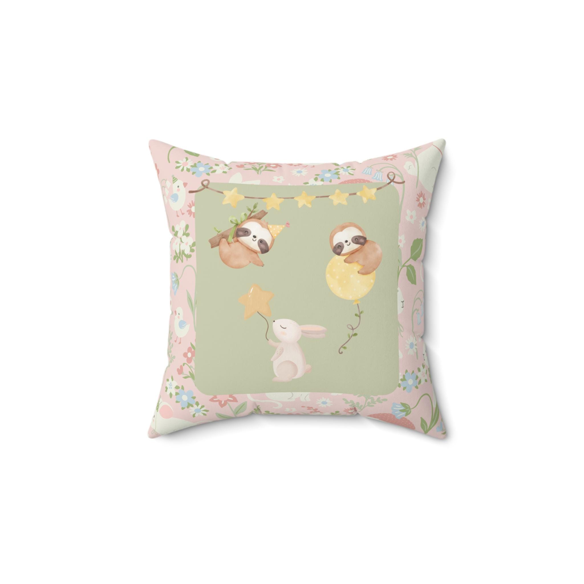 Mommy Rabbit & Baby Sloths Pillow: Floral Nursery Decor - Etsy