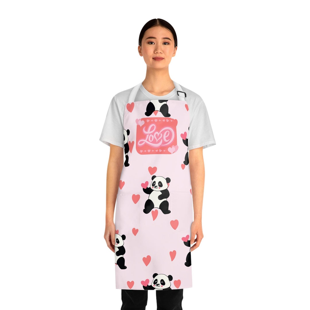 Panda "love" Apron With Hearts-women's Apron (AOP) - Etsy
