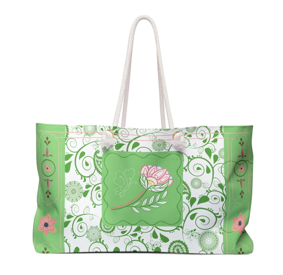 Floral Weekender Bag: Bohemian Travel Tote With Rope Handles - Etsy