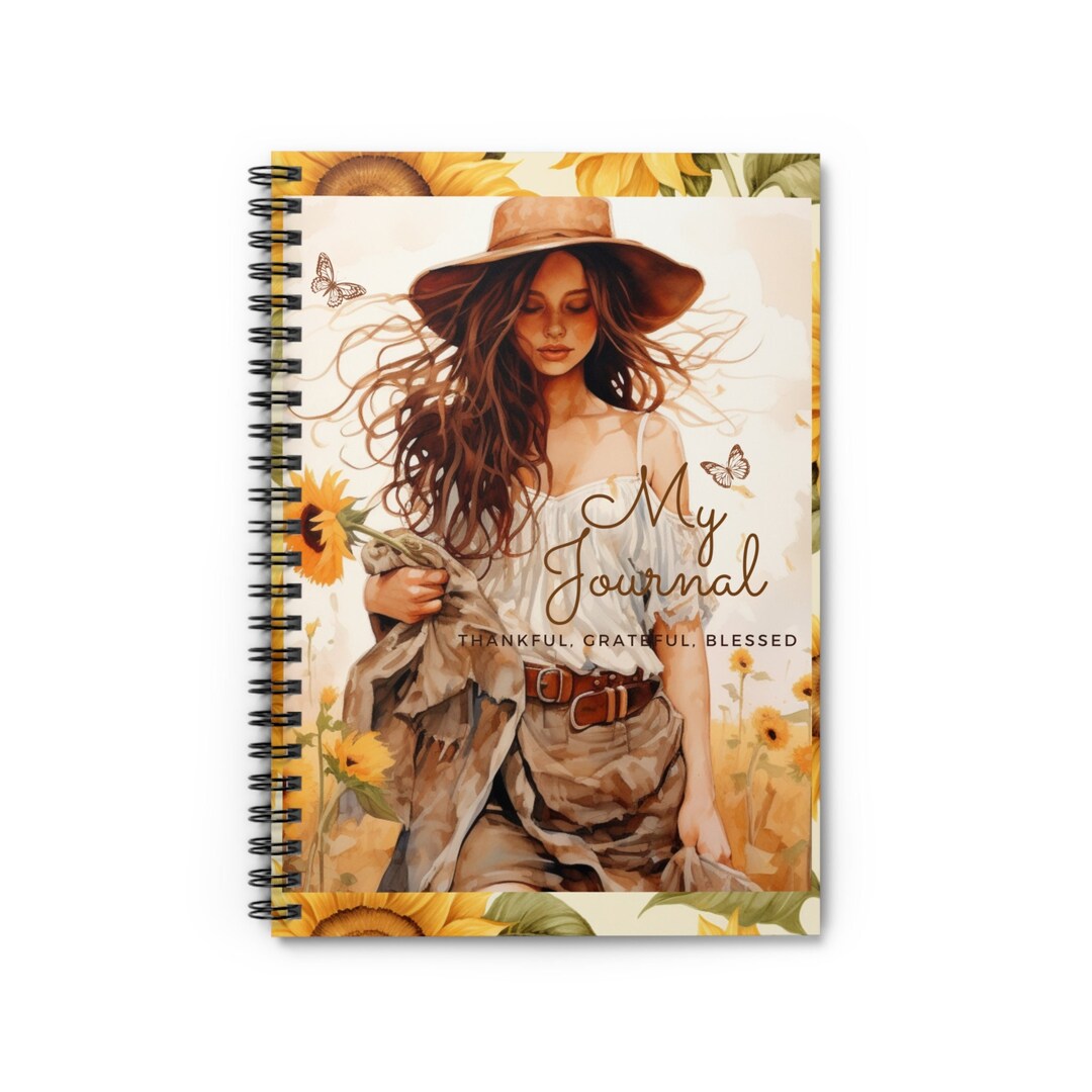 Country Maiden With Sunflower-spiral Notebook - Ruled Line - Etsy