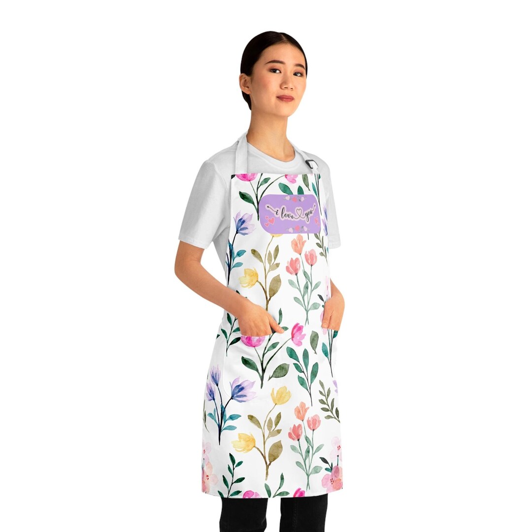 Wildflower Apron-"i Love You"- (aop)-valentine's Day Gift, Mother's Day ...