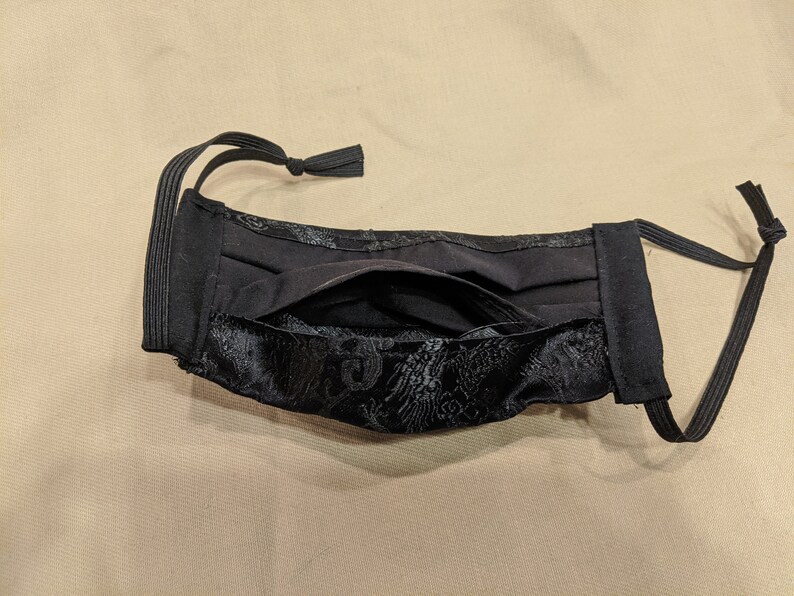 Fancy Beaded Black and Gold Face Mask with Filter Pocket | Etsy