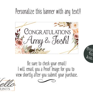 Boho Floral Bridal Wedding Congratulations Banner Wedding Bridal Shower ...