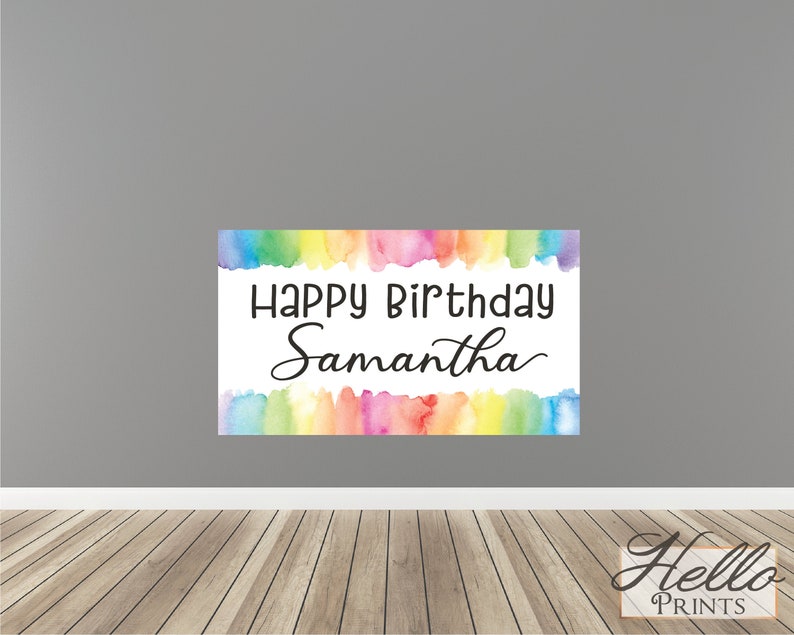 Rainbow Watercolor Banner Birthday Baby Shower Parade Drive by | Etsy
