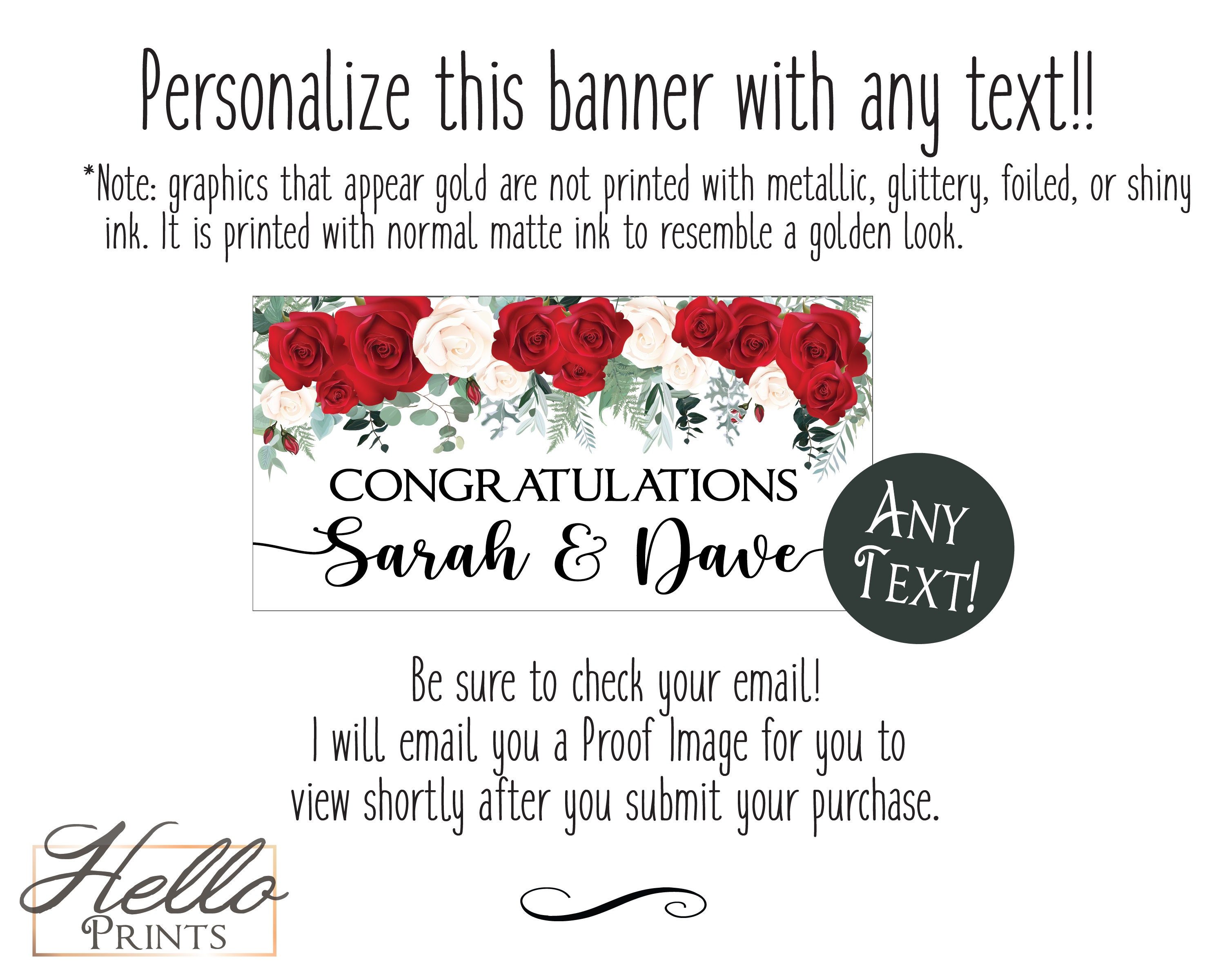 Red Rose Banner Wedding Congrats Baby Shower Parade Drive by - Etsy