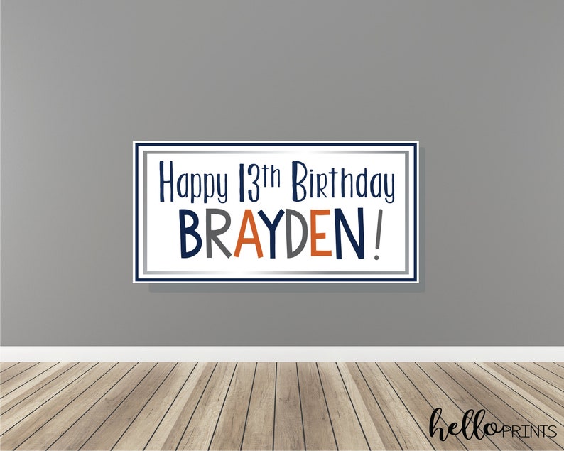 Boy Birthday Banner Personalized Custom Sign Vinyl Blue Boy - Etsy