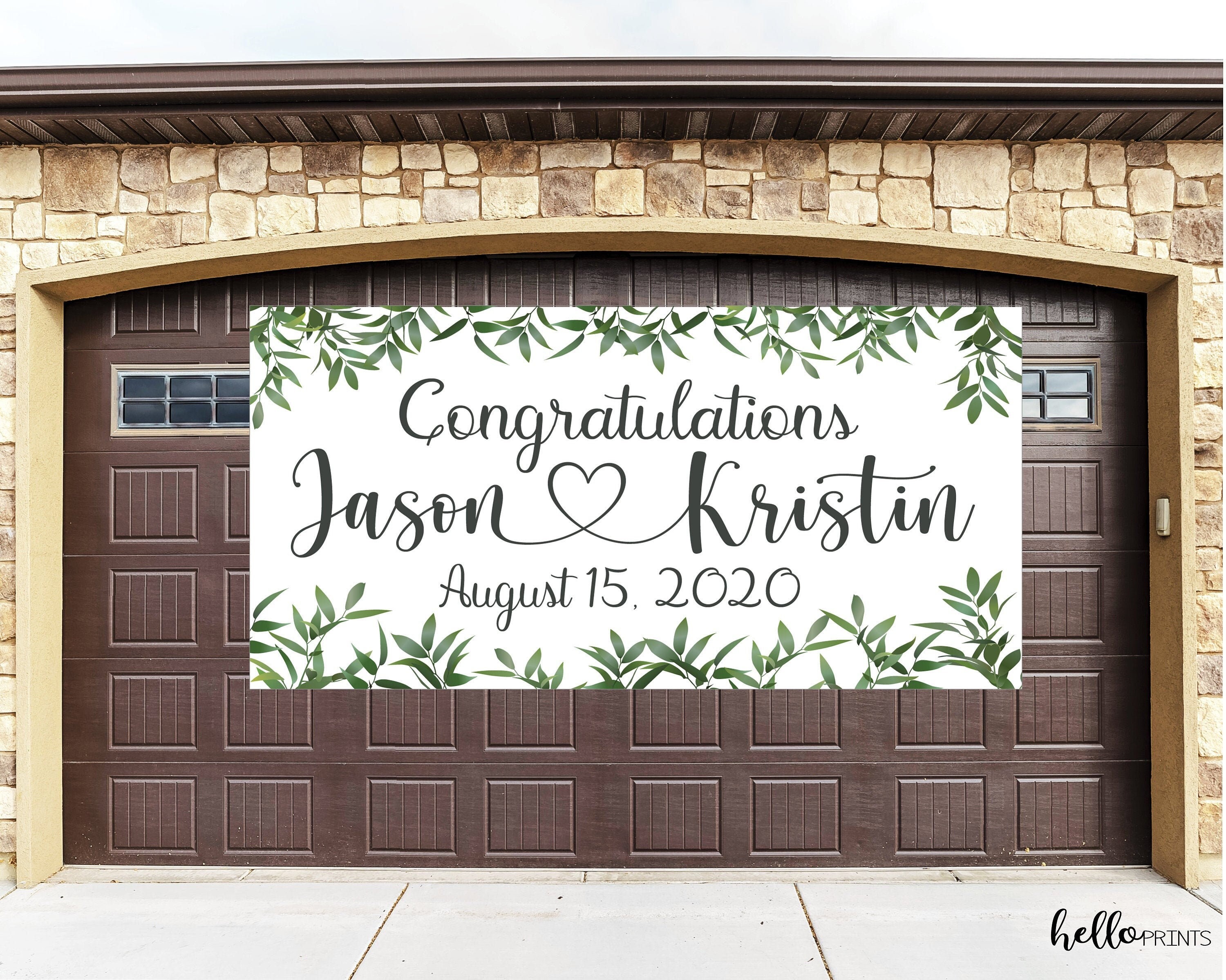 Wedding Congratulations Drive by Banner Elegant Greenery - Etsy