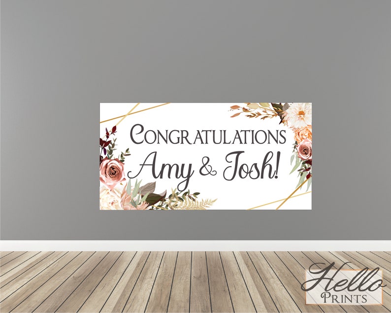 Boho Floral Bridal Wedding Congratulations Banner Wedding Bridal Shower ...
