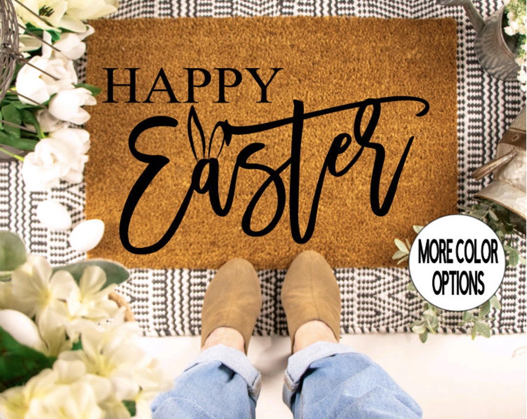 Happy Easter Doormat, Welcome Mat, Easter Doormat, Welcome Easter ...
