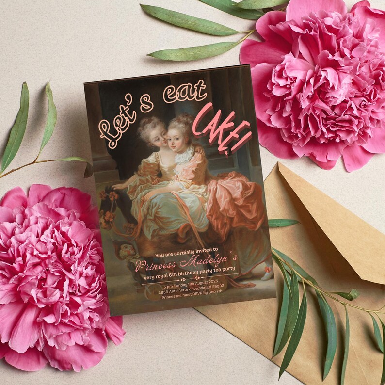 Rococo Tea Party Birthday Invitation | Princess Marie Antoinette Theme ...