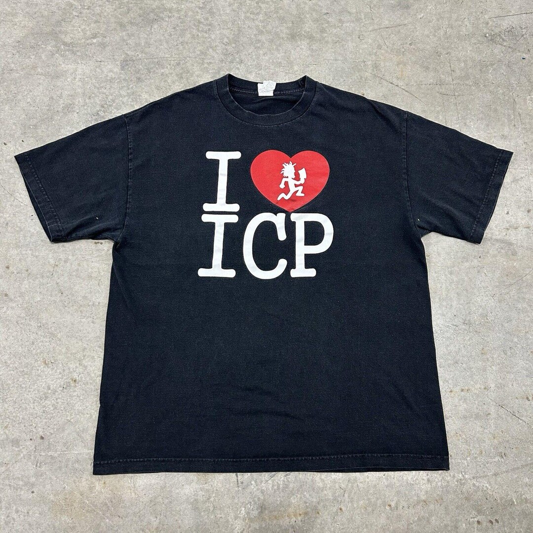 Vintage Insane Clown Posse I Love ICP Band Tee Black T-shirt Size X ...
