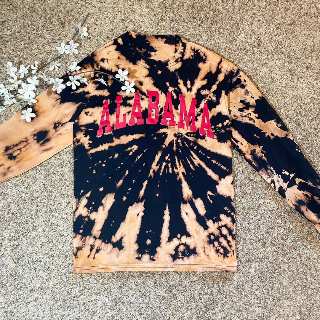 University of Alabama Tie Dye Long Sleeve Bleach Dye Tshirt College Tie ...