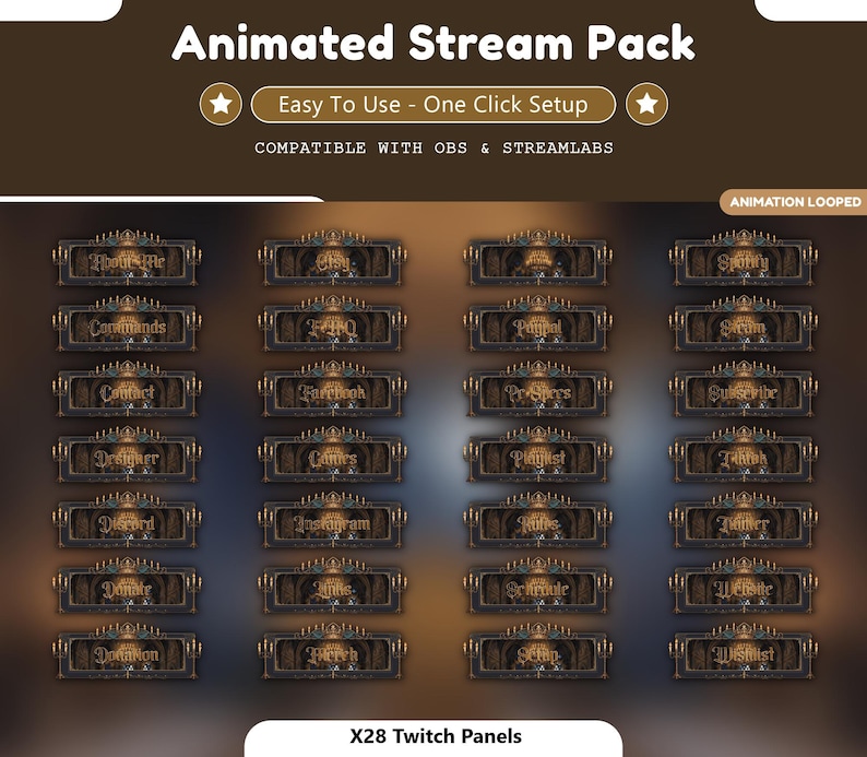 Royal Panda Gothic Overlay Animated Stream Package: for Twitch, Youtube ...