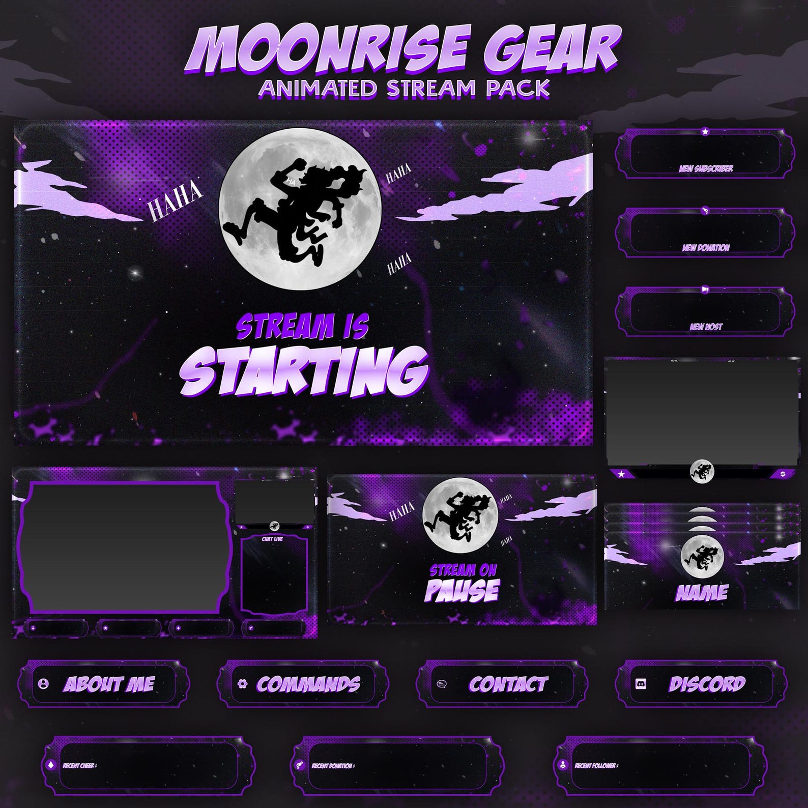 Moonrise Gear Animated Stream Package: for Twitch Overlay, Youtube ...