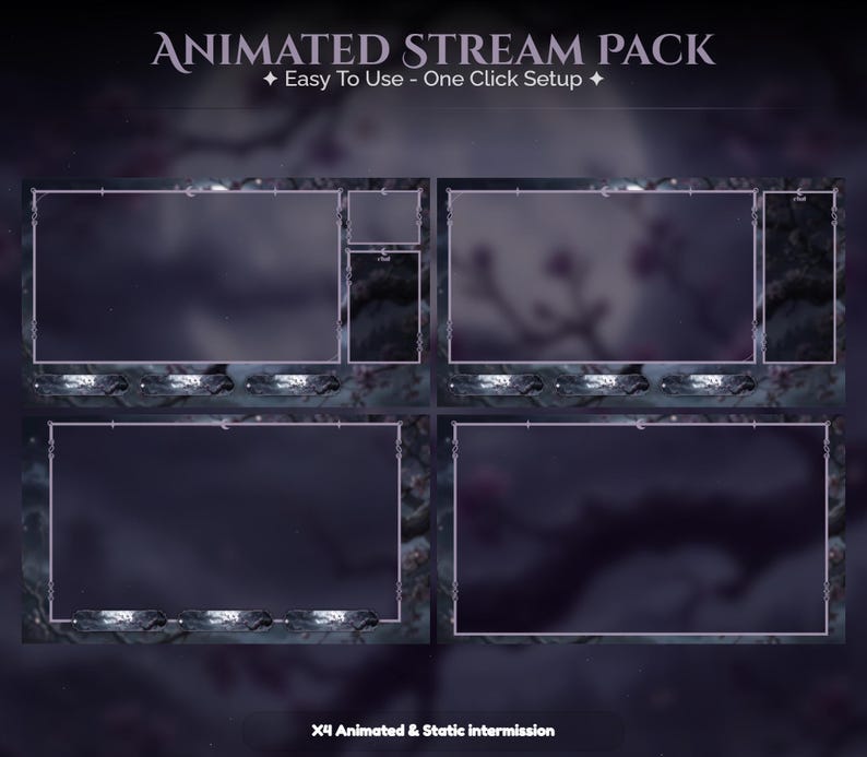 Mystic Moonlight Dragon Overlay Animated Stream Package: for Twitch ...