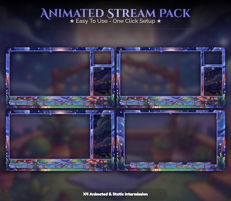 Starry Night Cozy Panda Overlay Animated Stream Package: Twitch ...