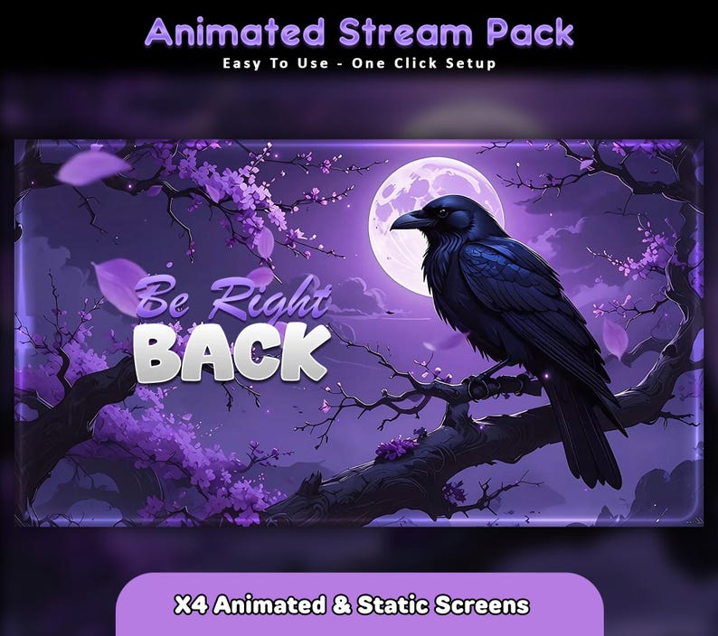 Geanimeerd streampakket Moonlight Raven: voor Twitch-overlay, YouTube ...