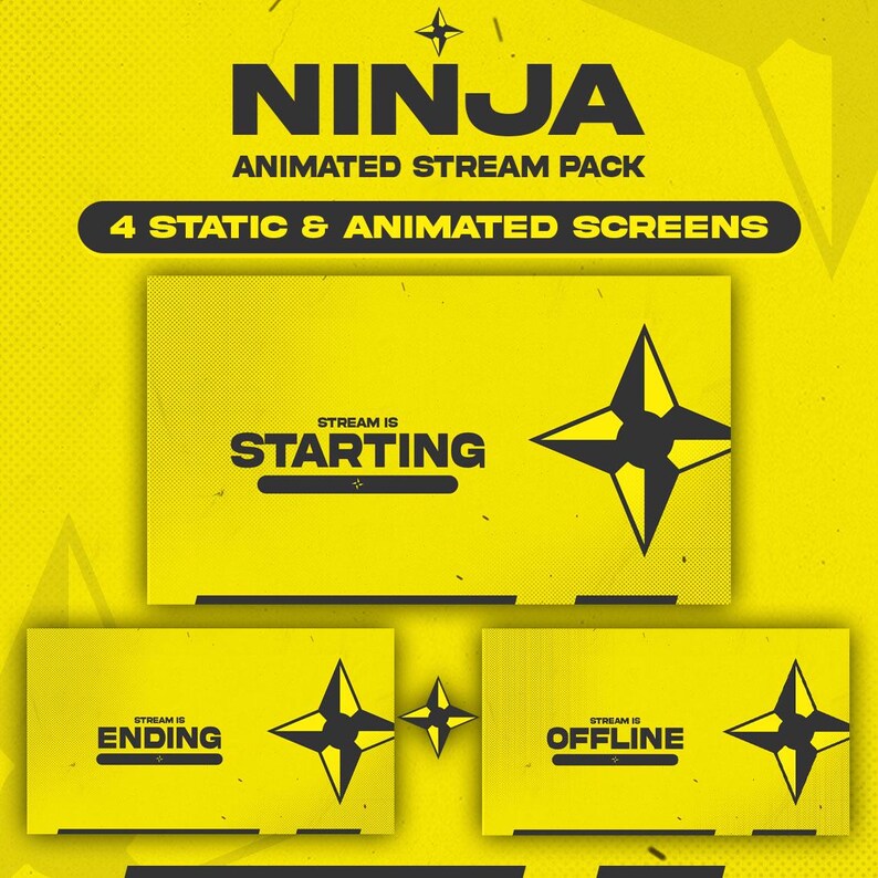 Shuriken Ninja Animated Stream Package: for Twitch Overlay, Youtube ...