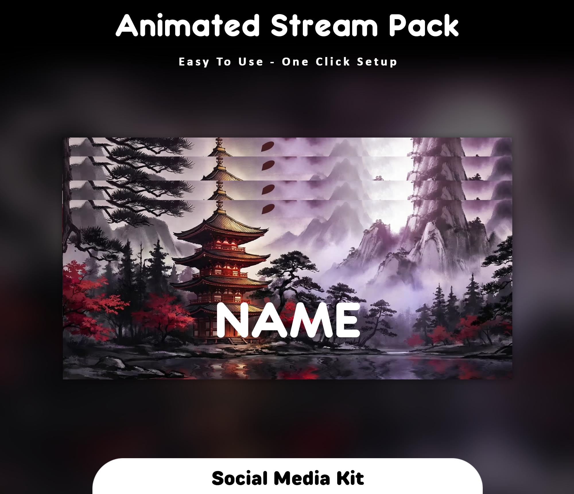 Samurai Moon Animated Stream Package: for Twitch Overlay, Youtube, Kick ...