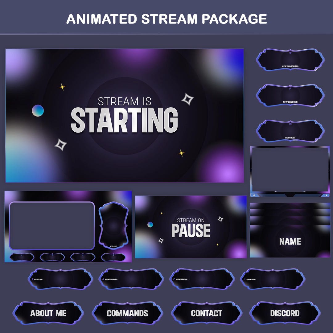 Cosmic Glow Animated Stream Package : for Twitch Overlay, Youtube, Kick ...