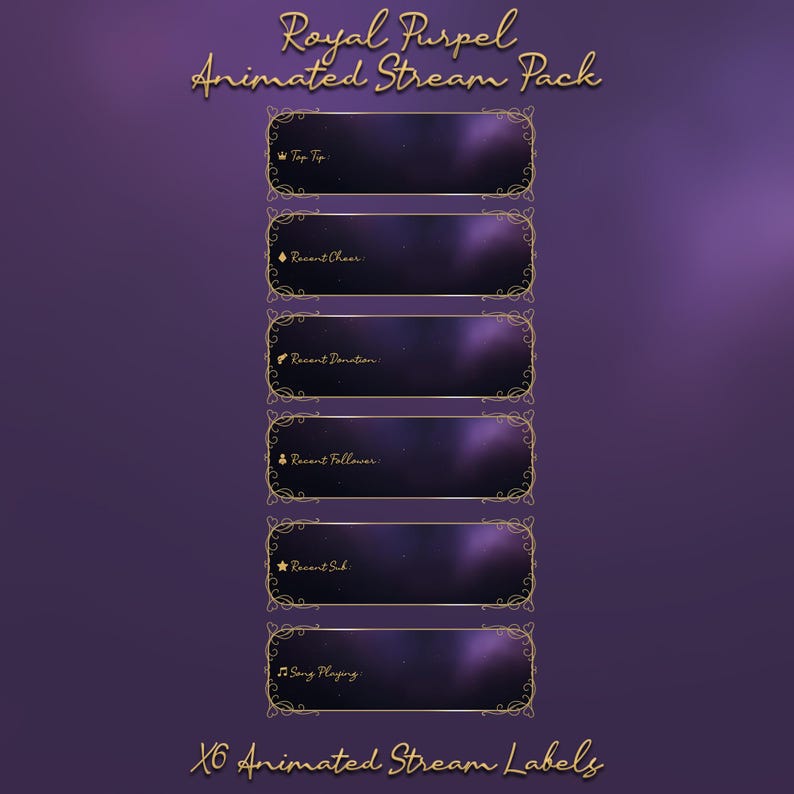 Royal Purple Animated Stream Package: for Twitch Overlay, Youtube, Kick ...