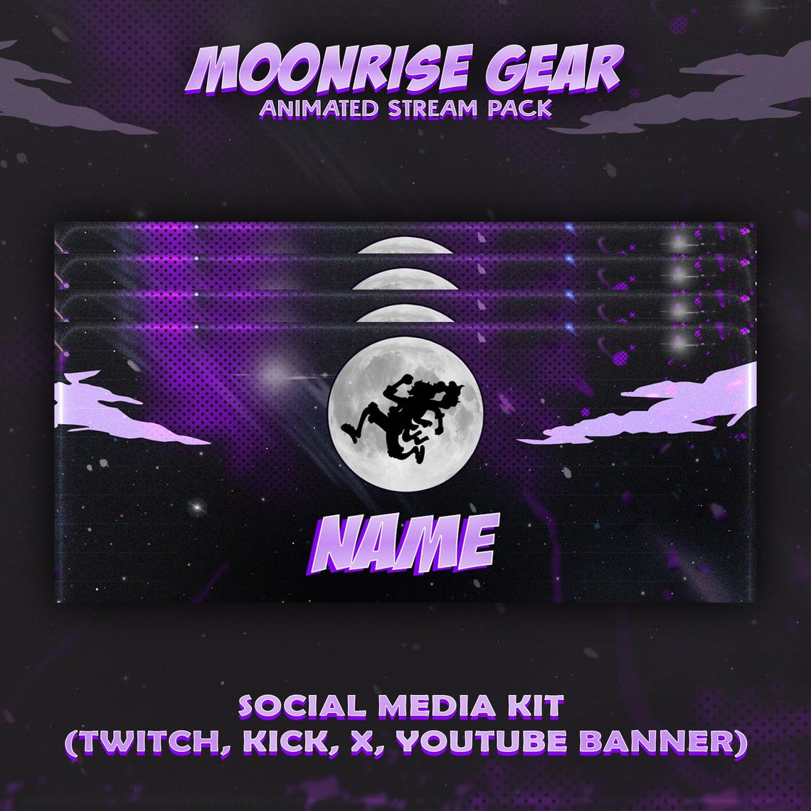 Moonrise Gear Animated Stream Package: for Twitch Overlay, Youtube ...