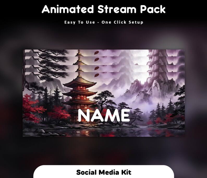 Samurai Moon Animated Stream Package: for Twitch Overlay, Youtube, Kick ...