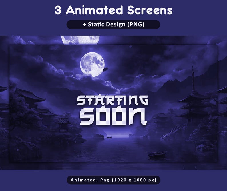 Samurai Moon Animated Stream Package: for Twitch Overlay, Youtube, Kick ...