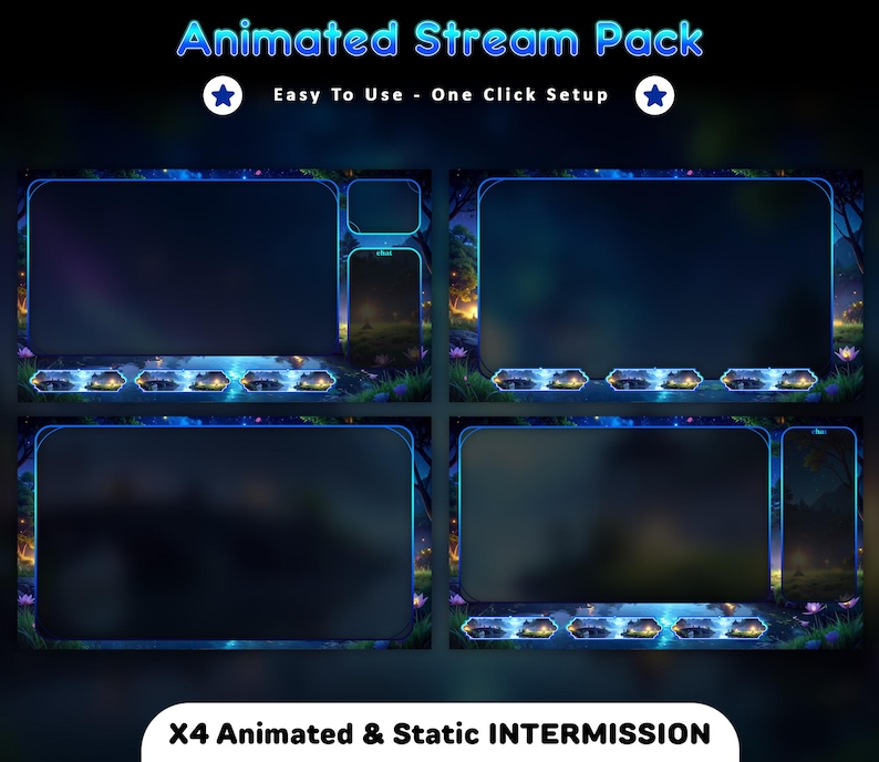 Celestial Night Animated Stream Package: for Twitch Overlay, Youtube ...