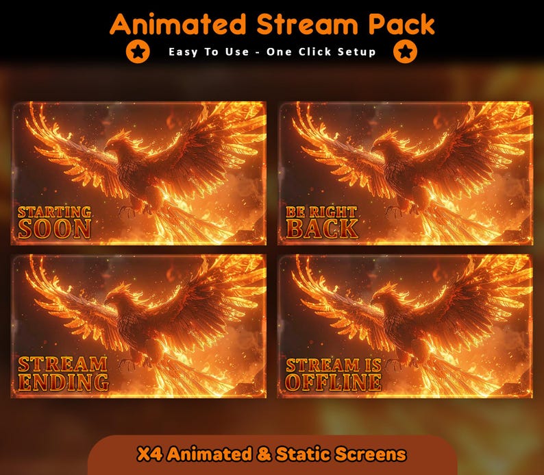 Inferno Phoenix Animated Stream Package: for Twitch Overlay, Youtube ...
