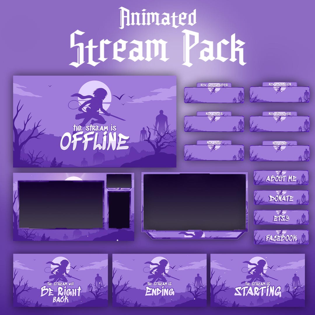 Girl Fighter Animated Stream Package: for Twitch Overlay, Youtube, Kick ...