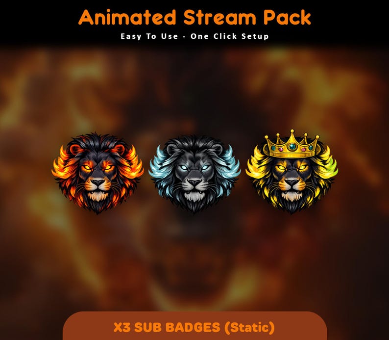 Inferno Lion Animated Stream Package: for Twitch Overlay, Youtube, Kick ...