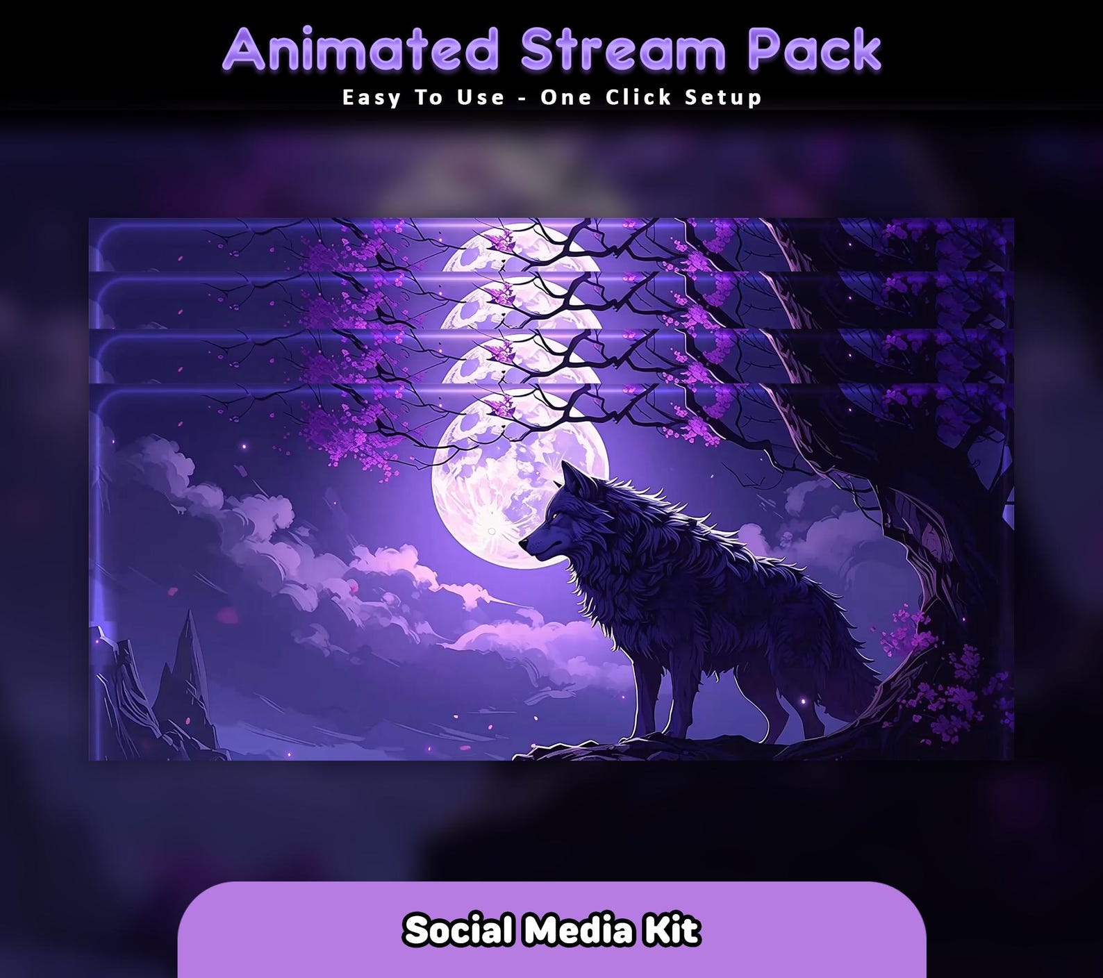 Midnight Wolf Animated Stream Package: for Twitch Overlay, Youtube ...