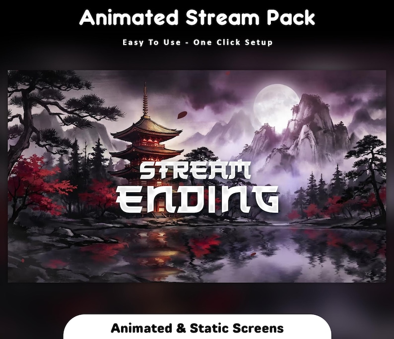 Samurai Moon Animated Stream Package: for Twitch Overlay, Youtube, Kick ...