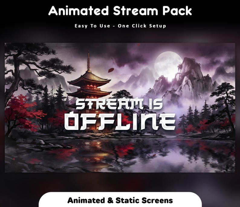 Samurai Moon Animated Stream Package: for Twitch Overlay, Youtube, Kick ...