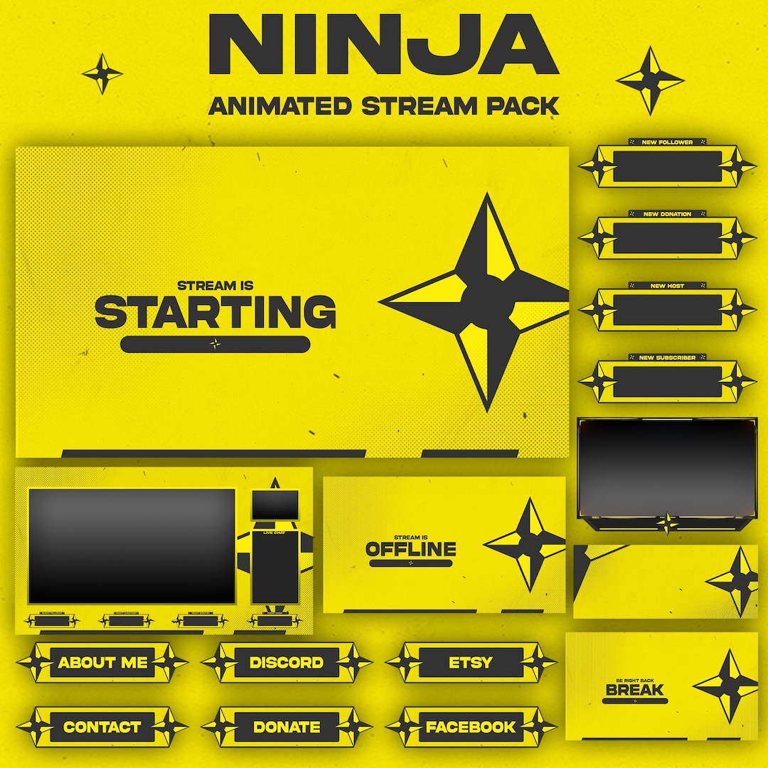 Shuriken Ninja Animated Stream Package: for Twitch Overlay, Youtube ...