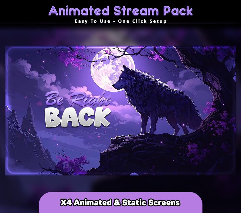 Midnight Wolf Animated Stream Package: for Twitch Overlay, Youtube ...