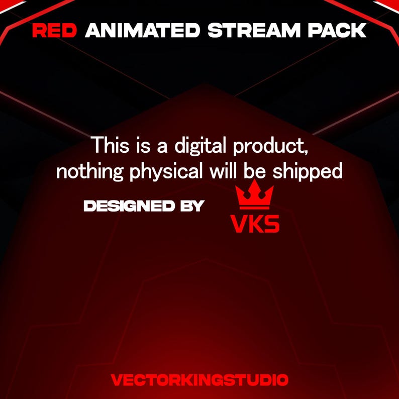 Red Animated Stream Package: for Twitch Overlay, Youtube, Kick, Facecam ...