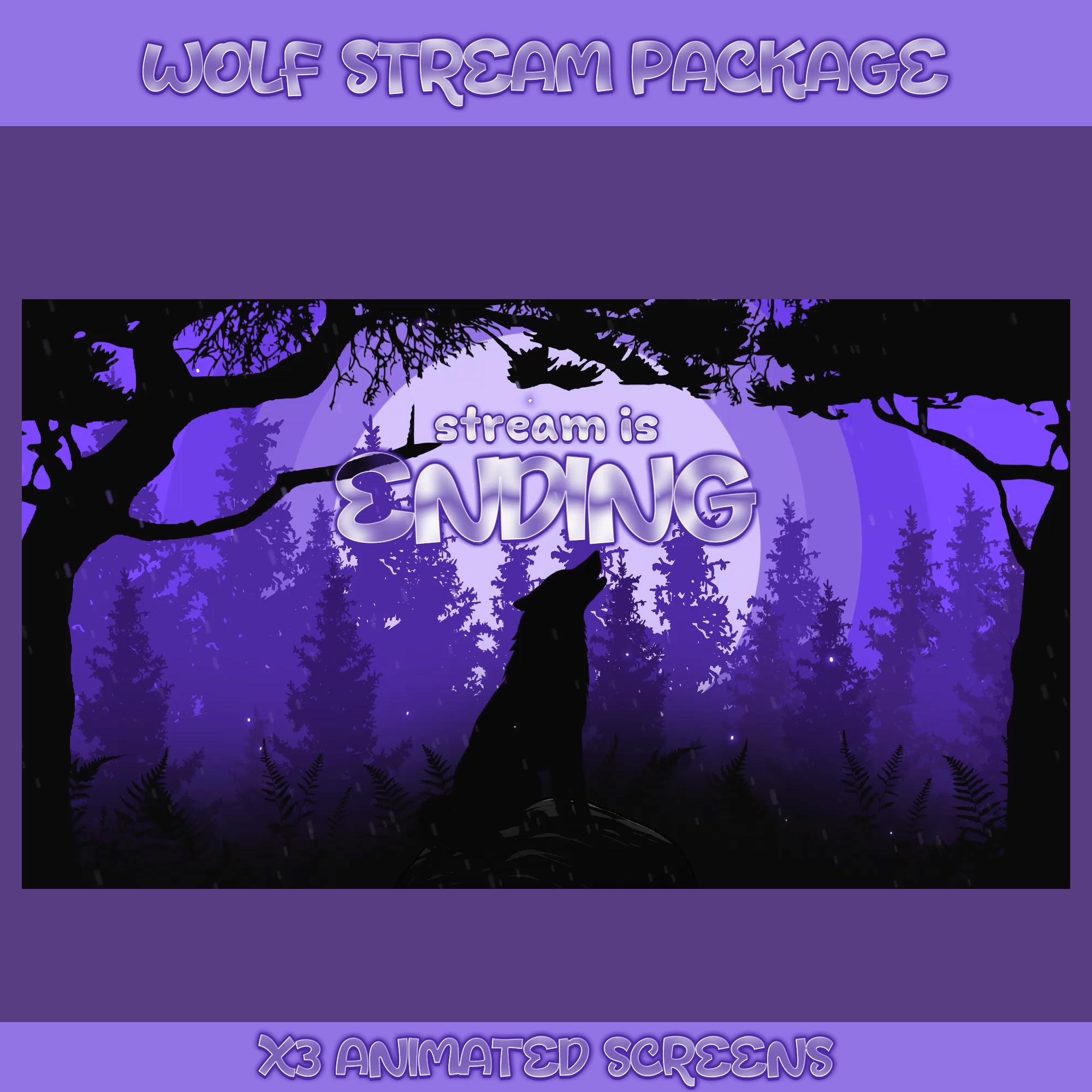 Moonlight Wolf Animated Stream Package : for Twitch Overlay, Youtube ...