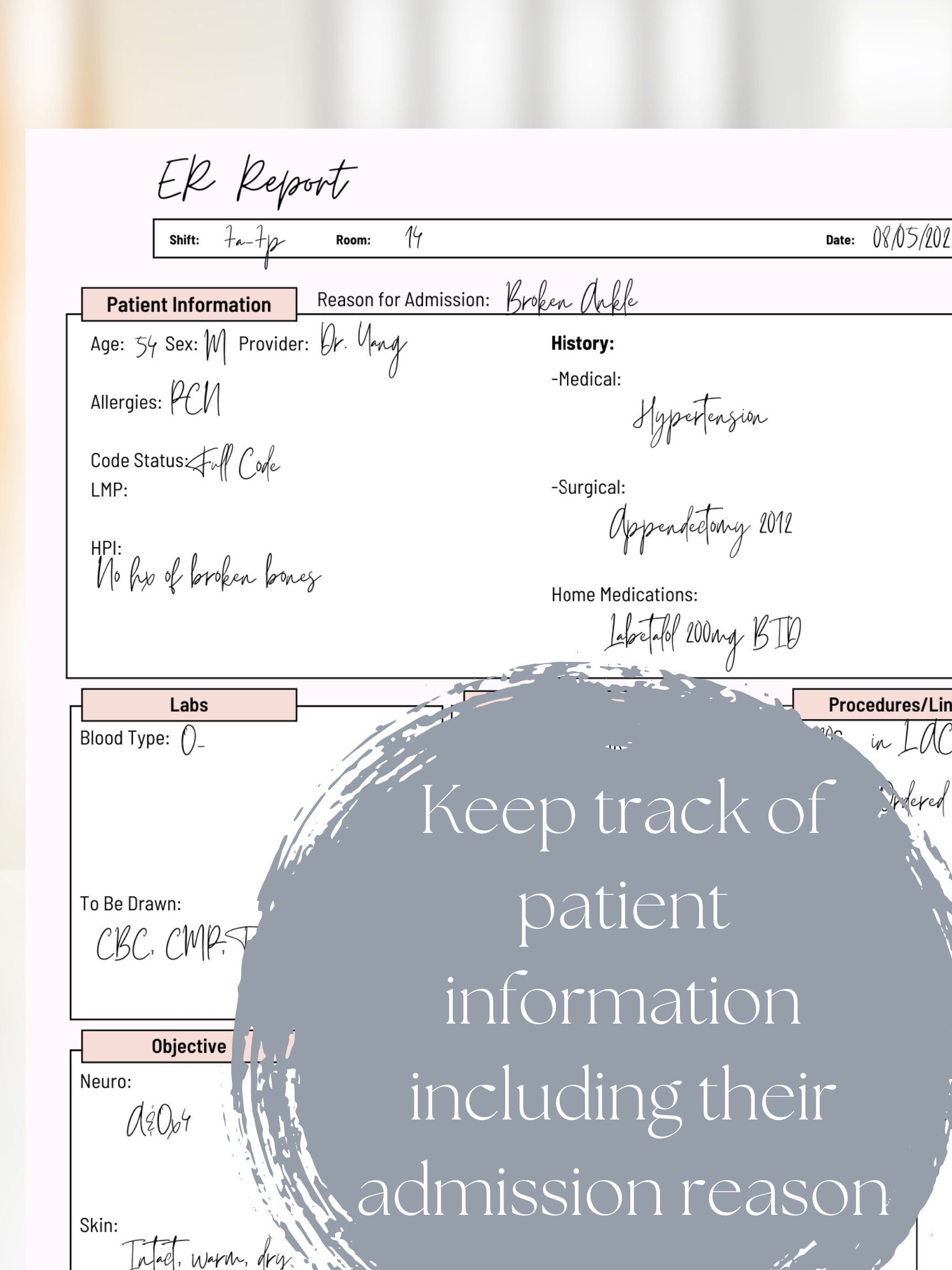 ER Nurse Report Sheet / Digital Download - Etsy