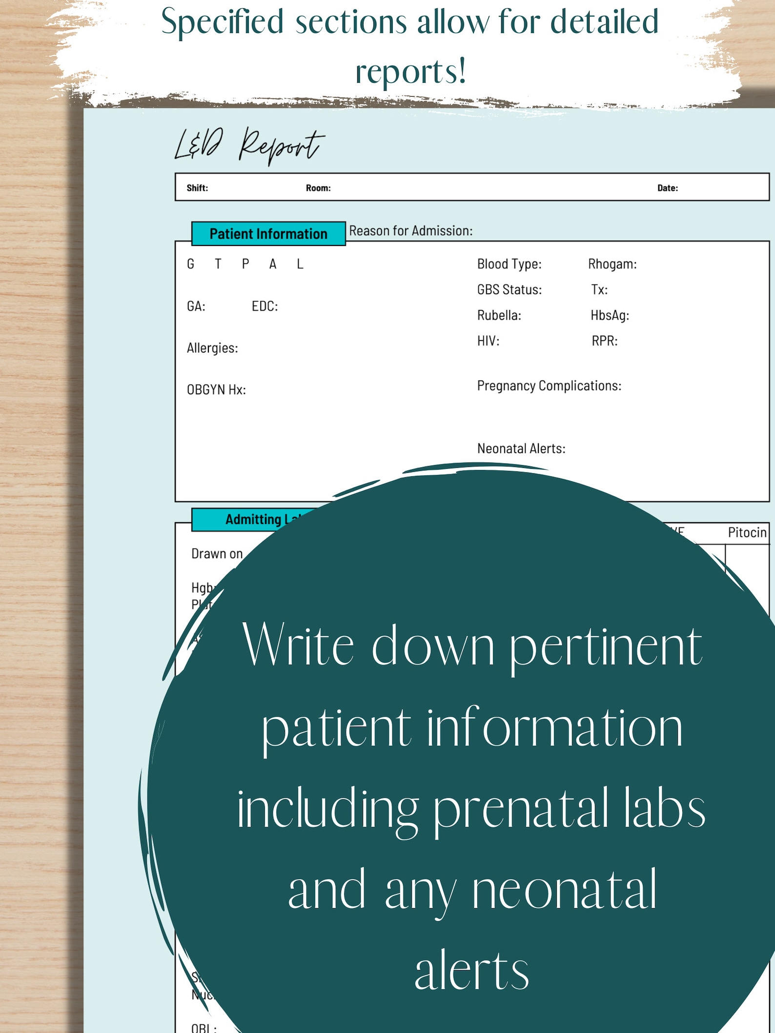 Labor and Delivery Report Sheet/ Digital Template - Etsy