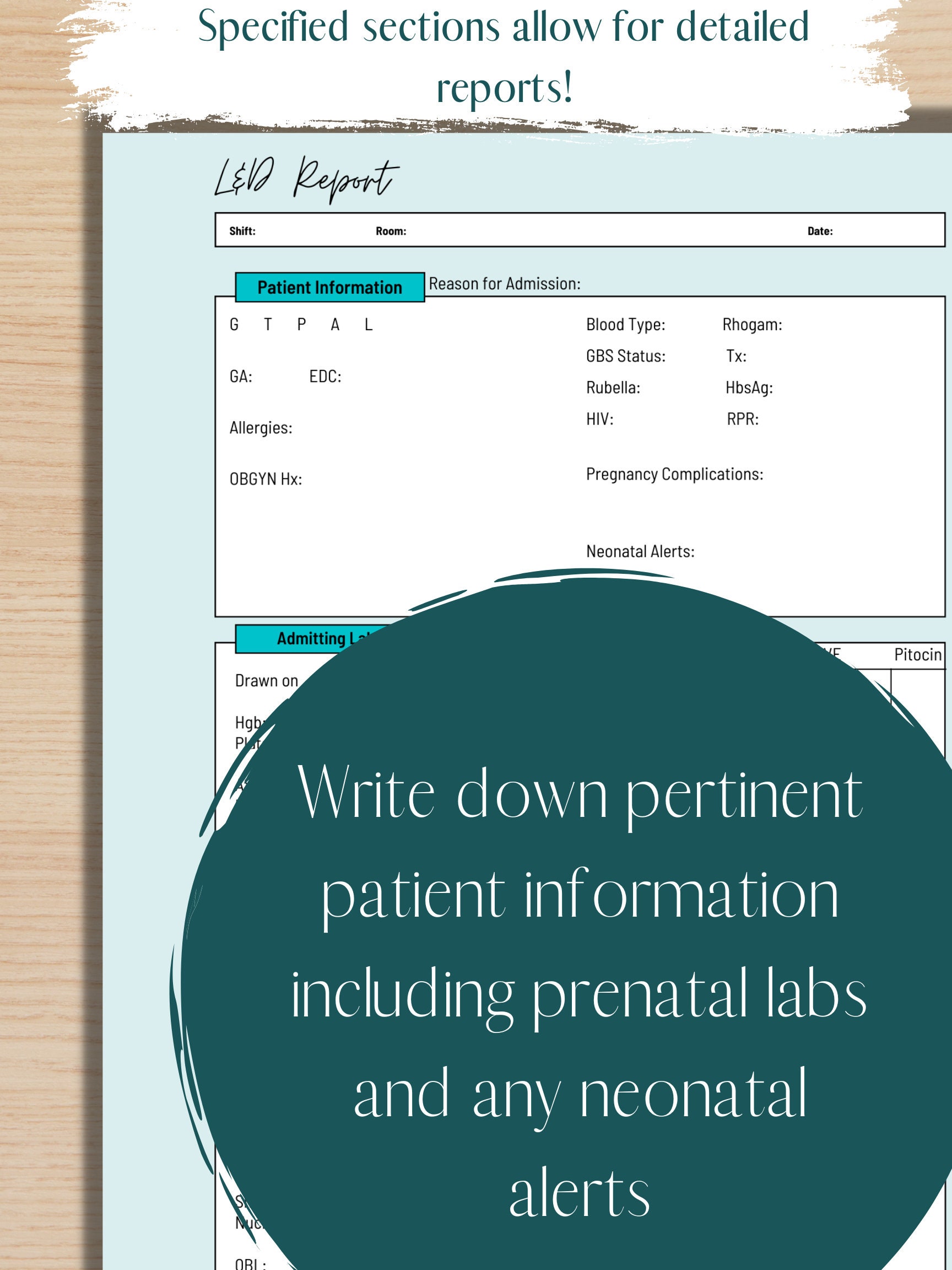 Labor and Delivery Report Sheet/ Digital Template - Etsy