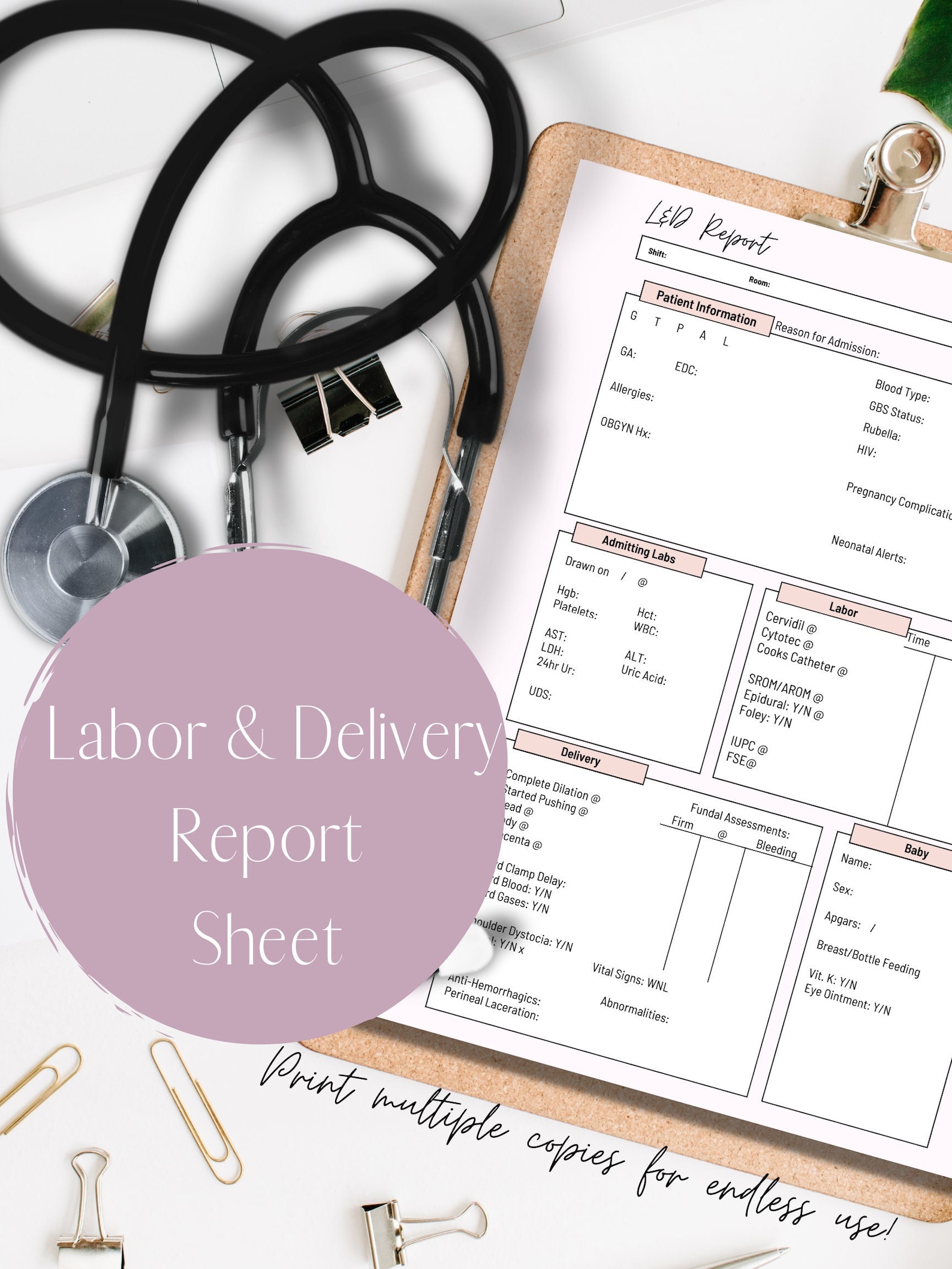 Labor and Delivery Report Sheet/ Digital Template - Etsy