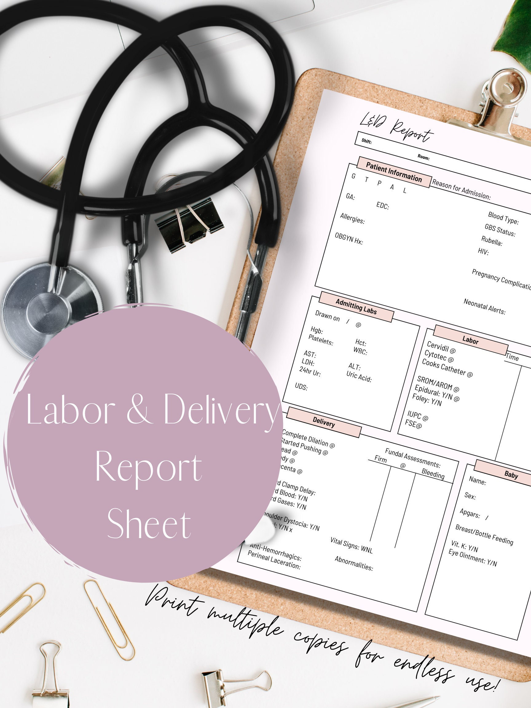 Labor and Delivery Report Sheet/ Digital Template - Etsy