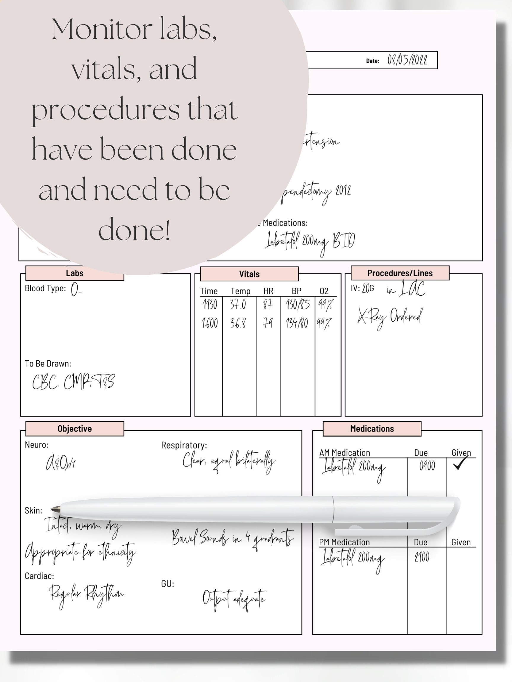 ER Nurse Report Sheet / Digital Download - Etsy