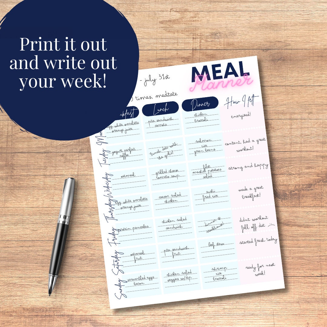 Meal Planner and Grocery List Digital Template - Etsy