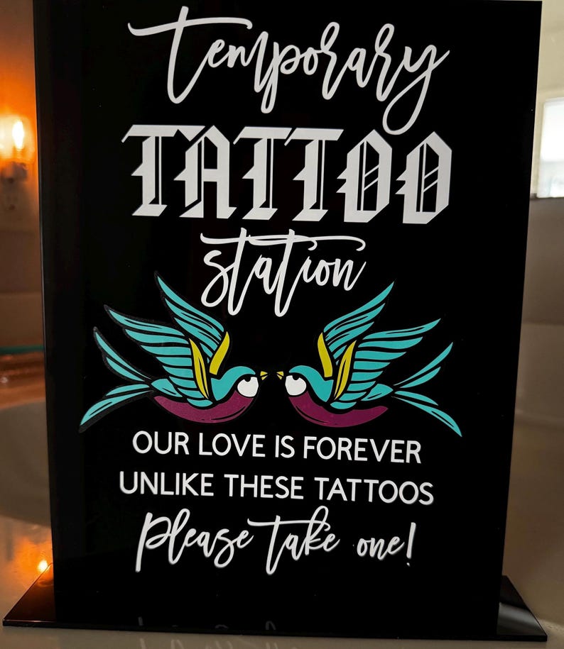 Temporary Tattoo Station Sign – Acrylic Wedding Sign, 8x10 - Etsy