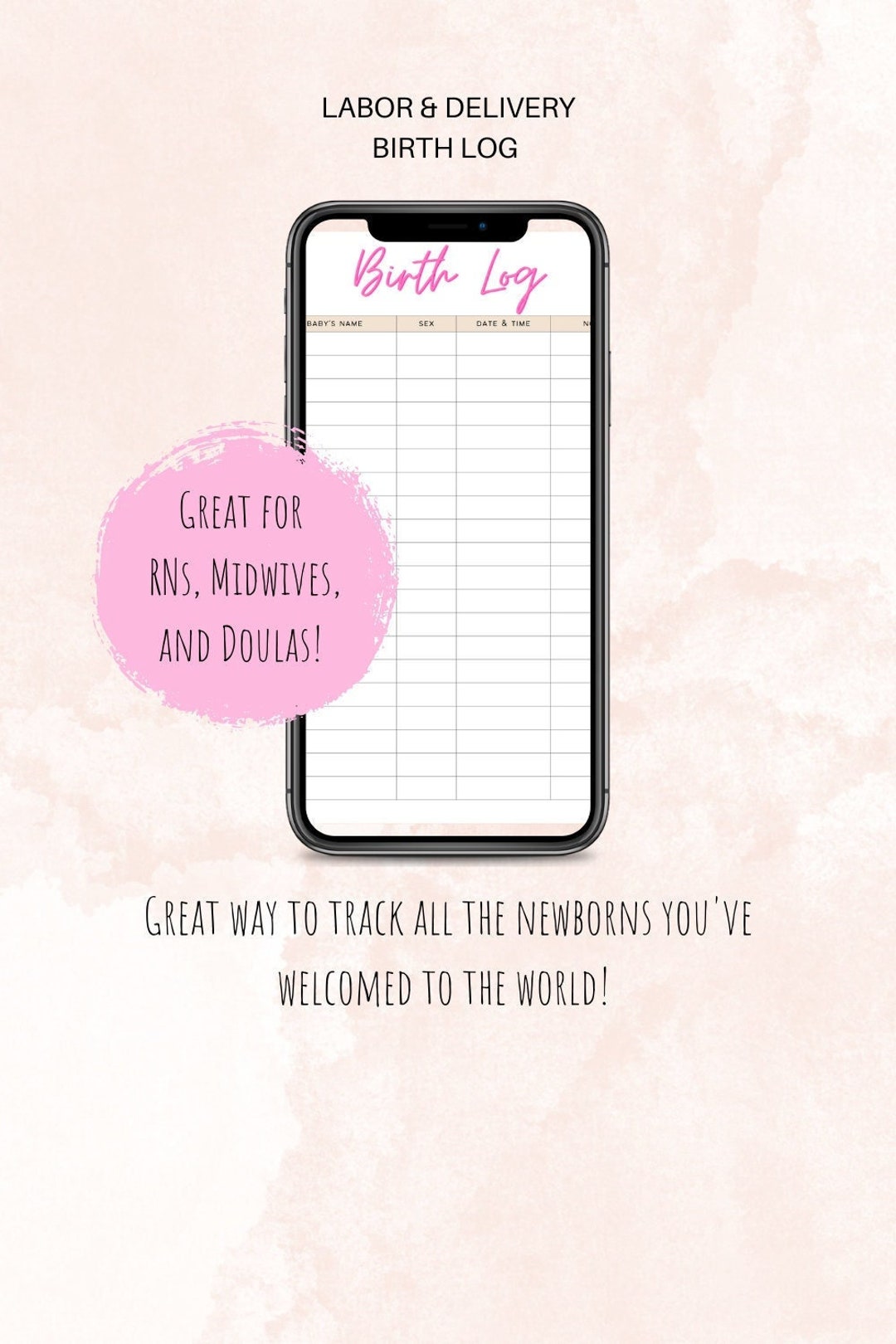 Labor and Delivery Birth Log/ Digital Download/ Multiple Colors - Etsy